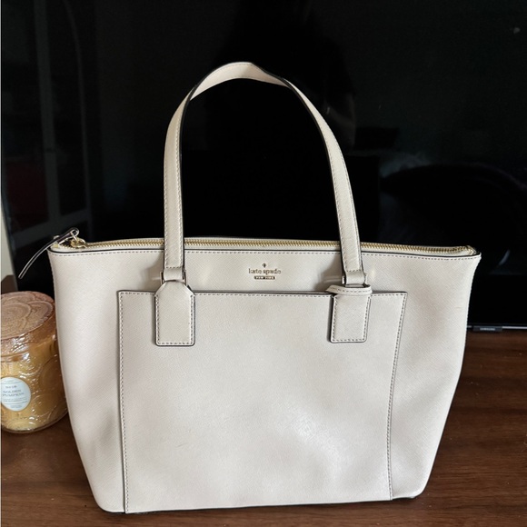 kate spade | Bags | Kate Spade Beige Leather Tote | Poshmark